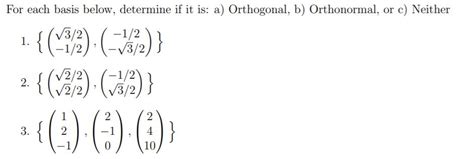 solved for each basis below determine if it is a