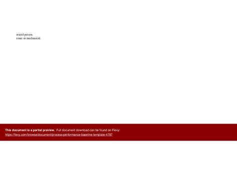 Process Performance Baseline Template Excel