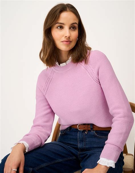 Womens Cotton Stitch Jumper In Lavender From Crew Clothing Company