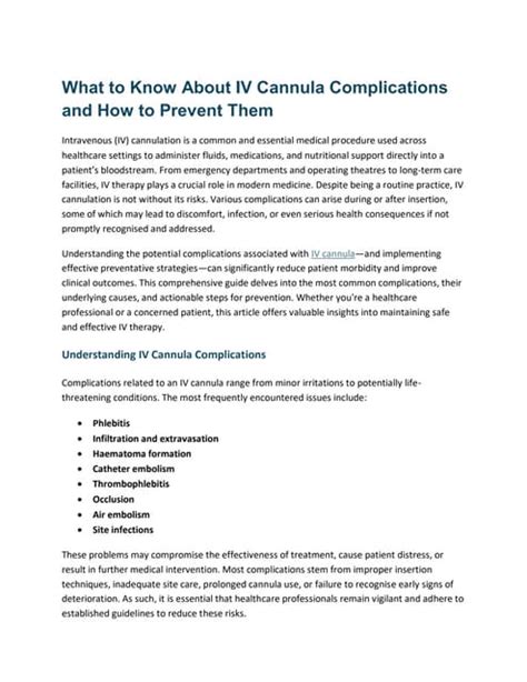 Prevent Iv Cannula Issues With Expert Tips By Nulife For Safe Carepdf