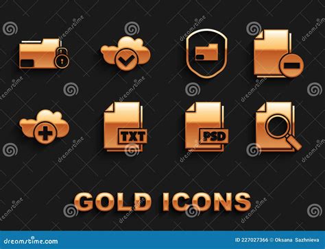 Set Txt File Document Document With Minus Search Psd Add Cloud