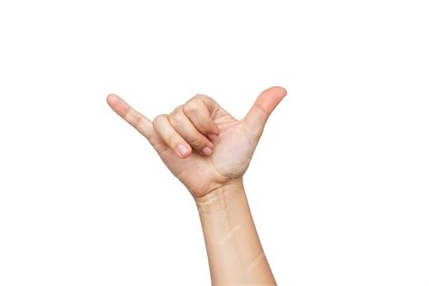 Premium Photo Female Hand Showing Two Fingers Signifying The Shaka