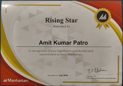 Risingstar Grateful Teamwork Manhattanassociates Amit Kumar Patro