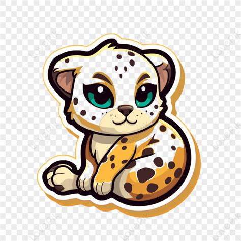 귀여운 만화 일러스트 치타 스티커 벡터 레이 션상표삽화 Png 일러스트 무료 다운로드 Lovepik