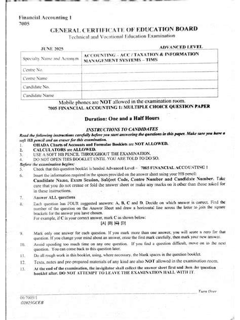 2025 Financial Accounting Paper 1 Pdf