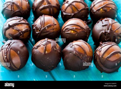 Gourmet Dark Milk Chocolate Truffles Hand Made By Chocolatier Stock
