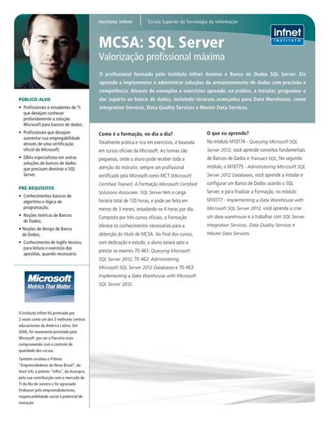 pdf insti tuto infnet mcsa sql server · através de exemplos e