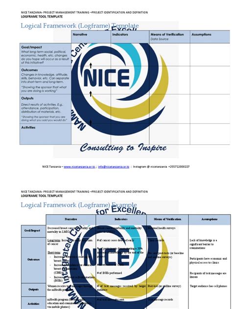 Logical Framework Logframe Template Pdf Breast Cancer Health Sciences