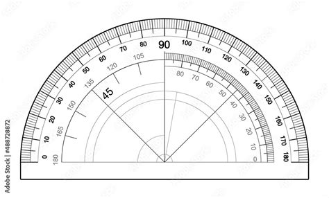 Protractor Isolated On White Background Vector Template Of An
