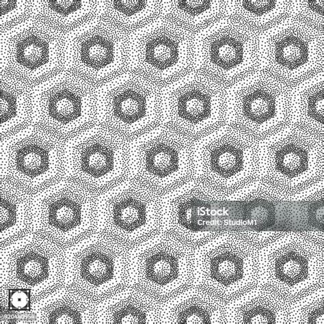 벌집 배경입니다 3 차원 모자이크입니다 흑인과 백인 낟 알 Dotwork 디자인입니다 다 패턴입니다 점묘 벡터 일러스트입니다 0명에 대한 스톡 벡터 아트 및 기타 이미지