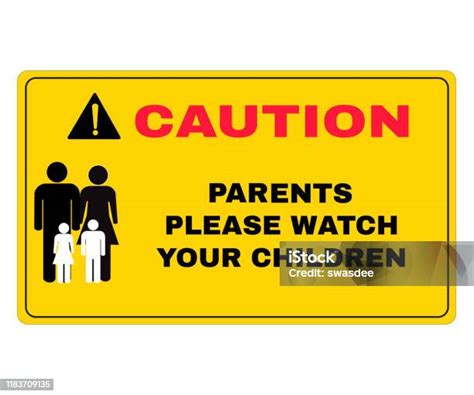 주의 게시판 에 메시지 주의 부모 자녀를 보고 하시기 바랍니다 주의하고 주의 표지판 사고 예방 표지판 경고 기호 벡터 일러스트레이션 개념에 대한 스톡 벡터 아트 및 기타