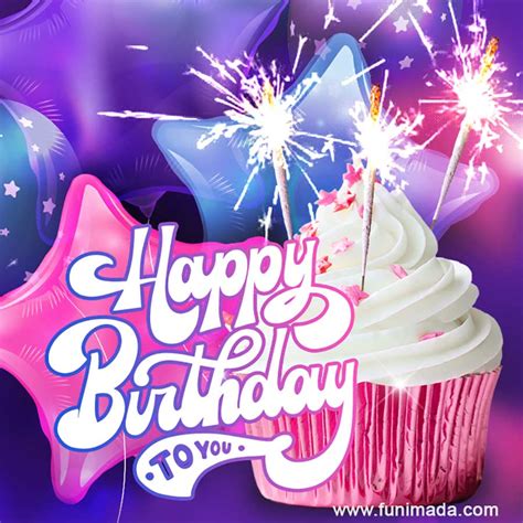 Elegant Birthday Cupcake Animation With Lit Candles Download On