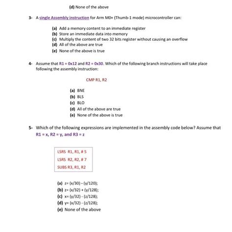 Solved 3 A Single Assembly Instruction For Arm M0 Thumb 1