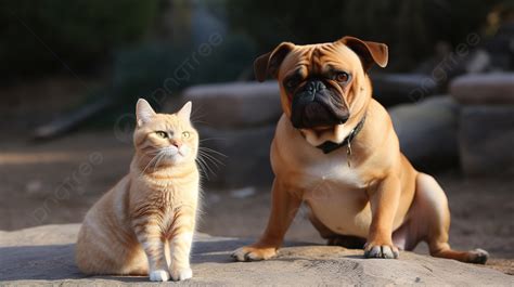 고양이와 개는 함께 땅에 서 재미있는 고양이와 강아지 사진 고양이 개 배경 일러스트 및 사진 무료 다운로드 Pngtree