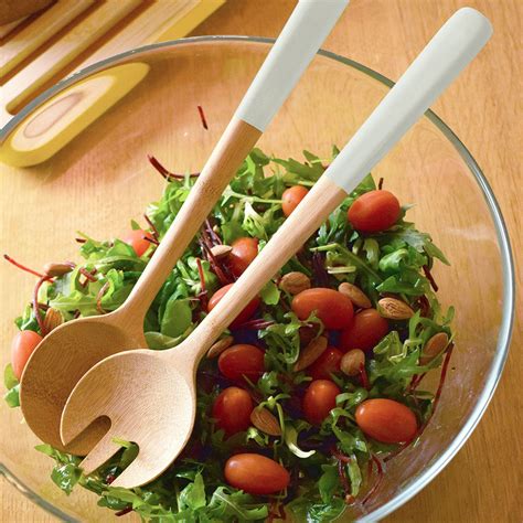Bamboo Salad Server Set Pebbly