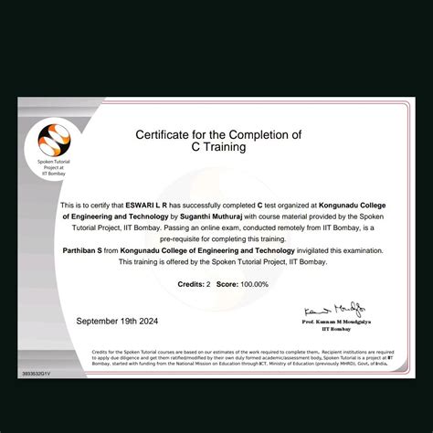 Eswari L R On Linkedin Cprogramming Skilldevelopment Achievement Iitbombay