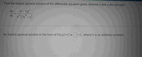 Solved Find The Implicit General Solution Of ﻿the