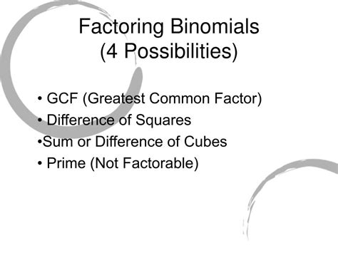 Ppt Factoring Binomials Powerpoint Presentation Free Download Id
