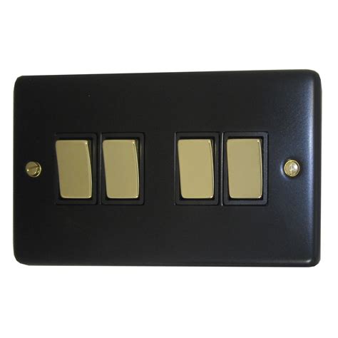 Gh Matt Black Light Switch 4 Gangpolished Brass Switch