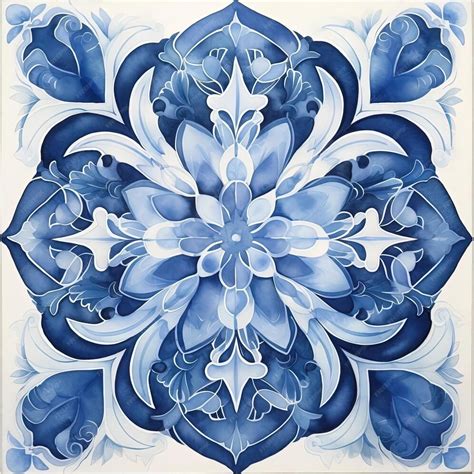 Premium Ai Image Elegant Blue Abstract Tile I Love Urzula Pattern In