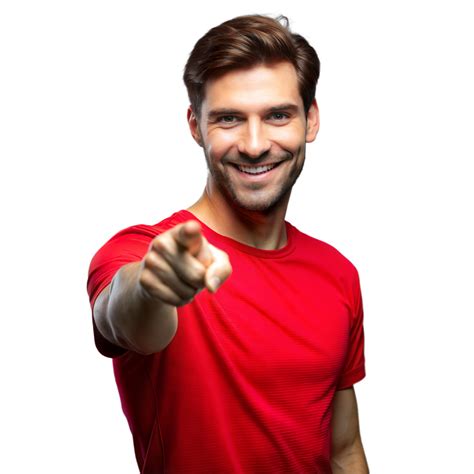 Smiling Man Pointing Forward On Transparent Background PNG