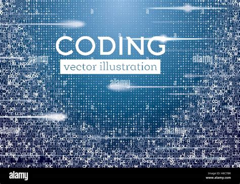 Abstract Blue Technology Background With Different Letters Hacker