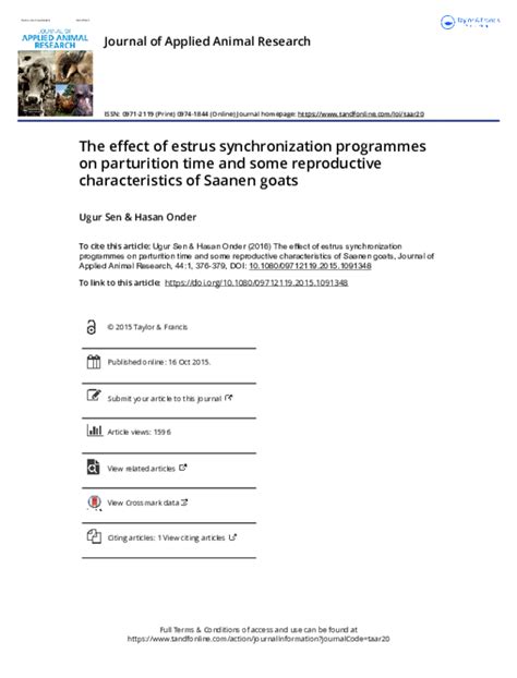 Pdf The Effect Of Estrus Synchronization Programmes On Parturition