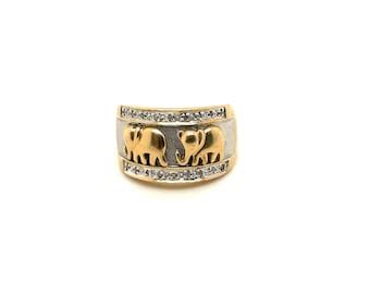 Elephant Gold Ring Etsy