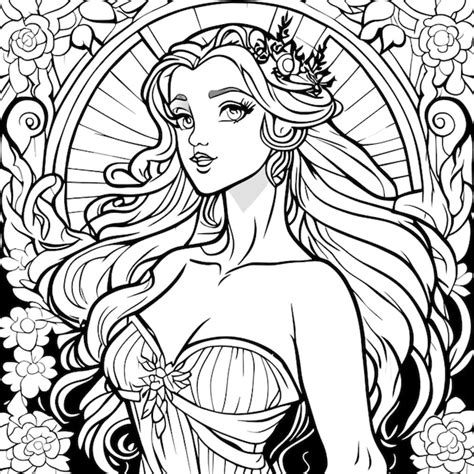 Premium Vector Seductive Princess Coloring Pages Vector Art White