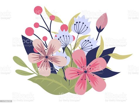 꽃 가지의 집합입니다 꽃과 결혼식 개념 꽃 포스터 초대 인사말 카드 또는 초대장 디자인을 위한 벡터 배열 가을 단풍에 대한 스톡 벡터 아트 및 기타 이미지 Istock
