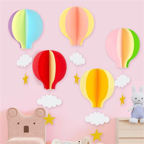 Vomika Colorful Fantasy Hot Air Balloon Hanging Paper