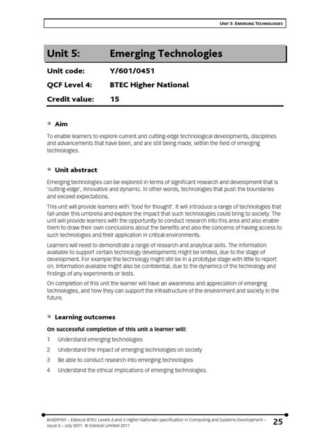 selected hnc in computing and systems development units unit 5 emerging