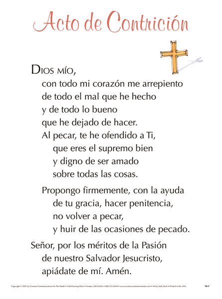 Acto De Contricion Act Of Contrition Bayard Faith Resources