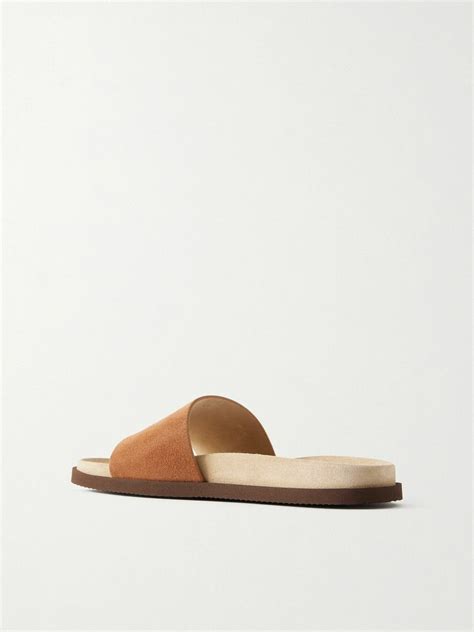 Brunello Cucinelli Suede Slides Brown Brunello Cucinelli