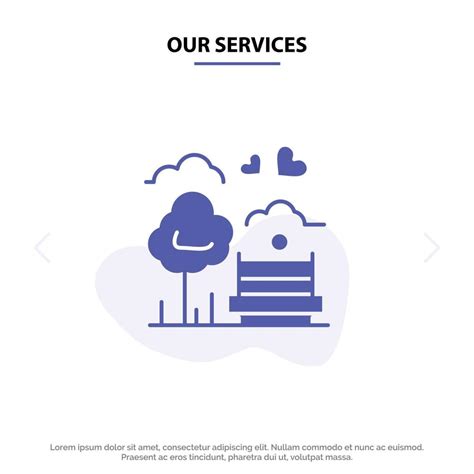 Our Services Park Tree Bench Love Outdoor Solid Glyph Icon Web Card Template 13473068 Vector Art