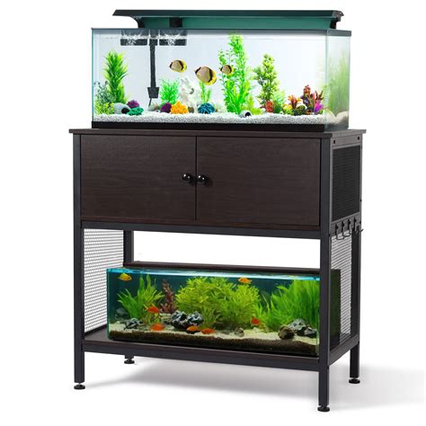 Naipo 40 Gallon Metal Frame Fish Tank Stand With Cabinet Storage