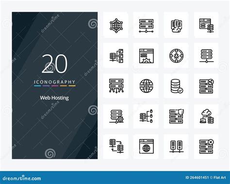 20 Web Hosting Outline Icon For Presentation Stock Vector Illustration Of Data Network 264601451
