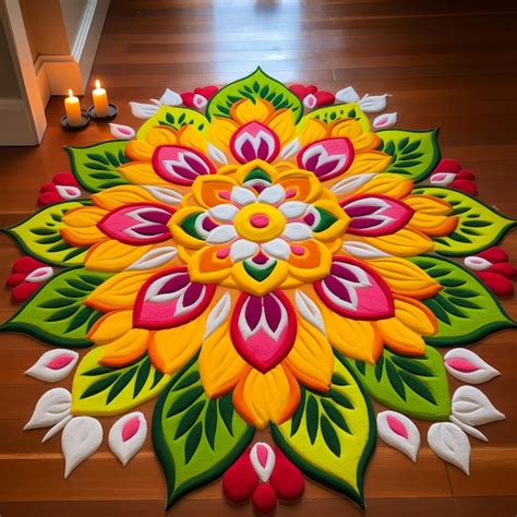 Premium Ai Image Kolam Or Rangoli Using Stencils