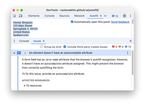 Autofill Inspect And Debug Saved Addresses Chrome Devtools Chrome