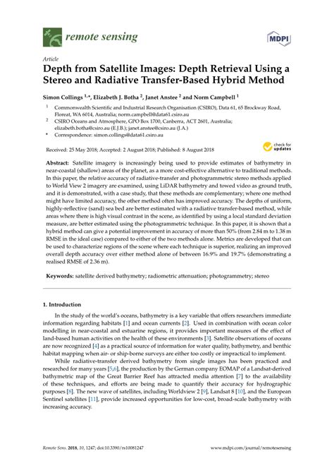 Pdf Depth From Satellite Images Depth Retrieval Using A Stereo And