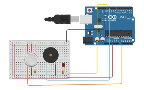 Circuit Design Module 4 Gas Leakage Detector Tinkercad