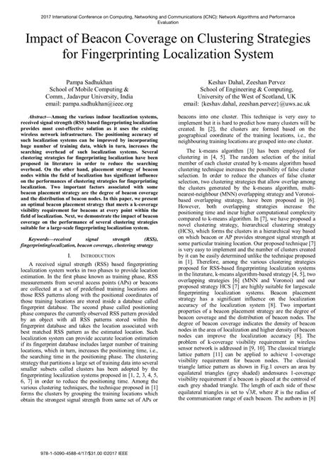 Pdf Impact Of Beacon Coverage On Clustering Strategies For