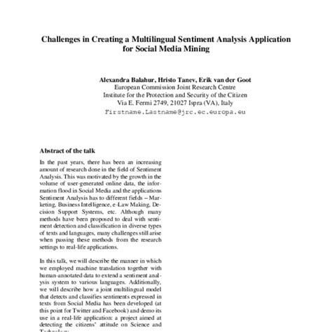 Challenges In Creating A Multilingual Sentiment Analysis Application For Social Media Mining