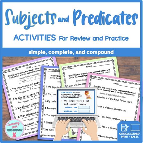 Simple Complete And Compound Subjects And Predicates Activities And Review Made By Teachers