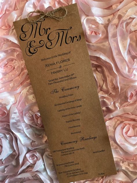Rustic Kraft Wedding Ceremony Programs Etsy