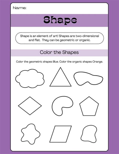 Elements Of Art Printable Worksheet
