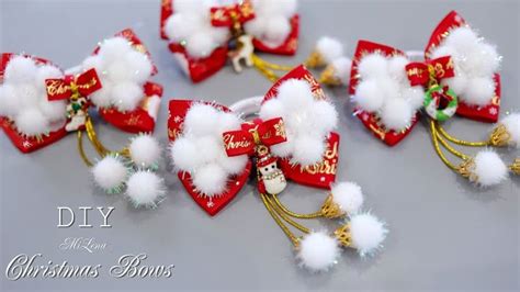 НОВОГОДНИЕ БАНТИКИ МК Diy Christmas Bows Тканевые цветы ручной работы Самодельные цветы из