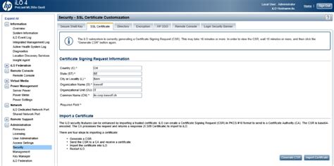 Replace HP ILO Selfsigned Certificate Icewolf Blog