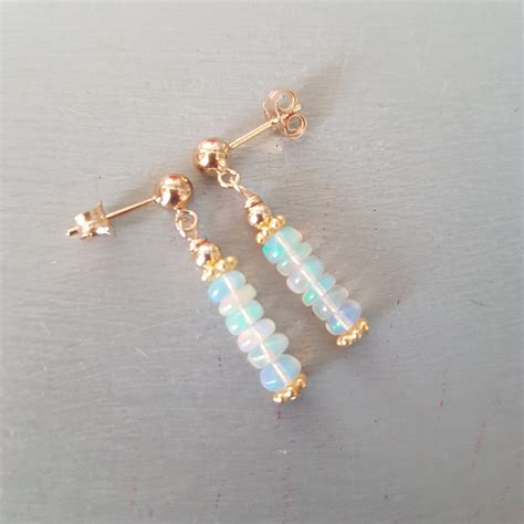 Tiny Ethiopian Opal Earrings 14k Gold Fill Or Sterling Silver October