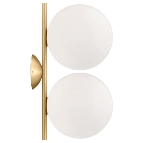 Flos Ic Lights C W2 Double Ceiling Wall Sconce In Brass By Michael Anastassiades For Sale At